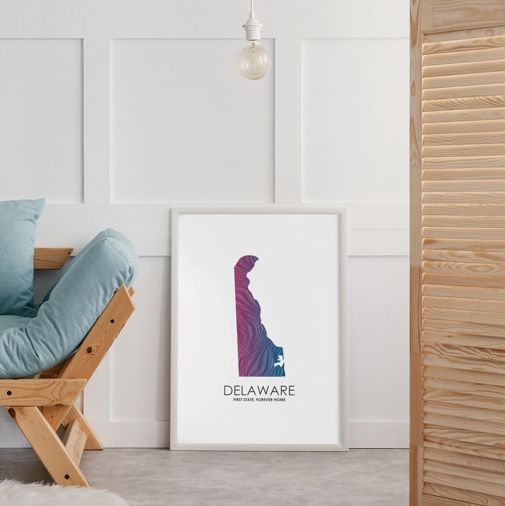 Delaware Map Print Printable DE Map USA State Map Delaware Wall Art ...