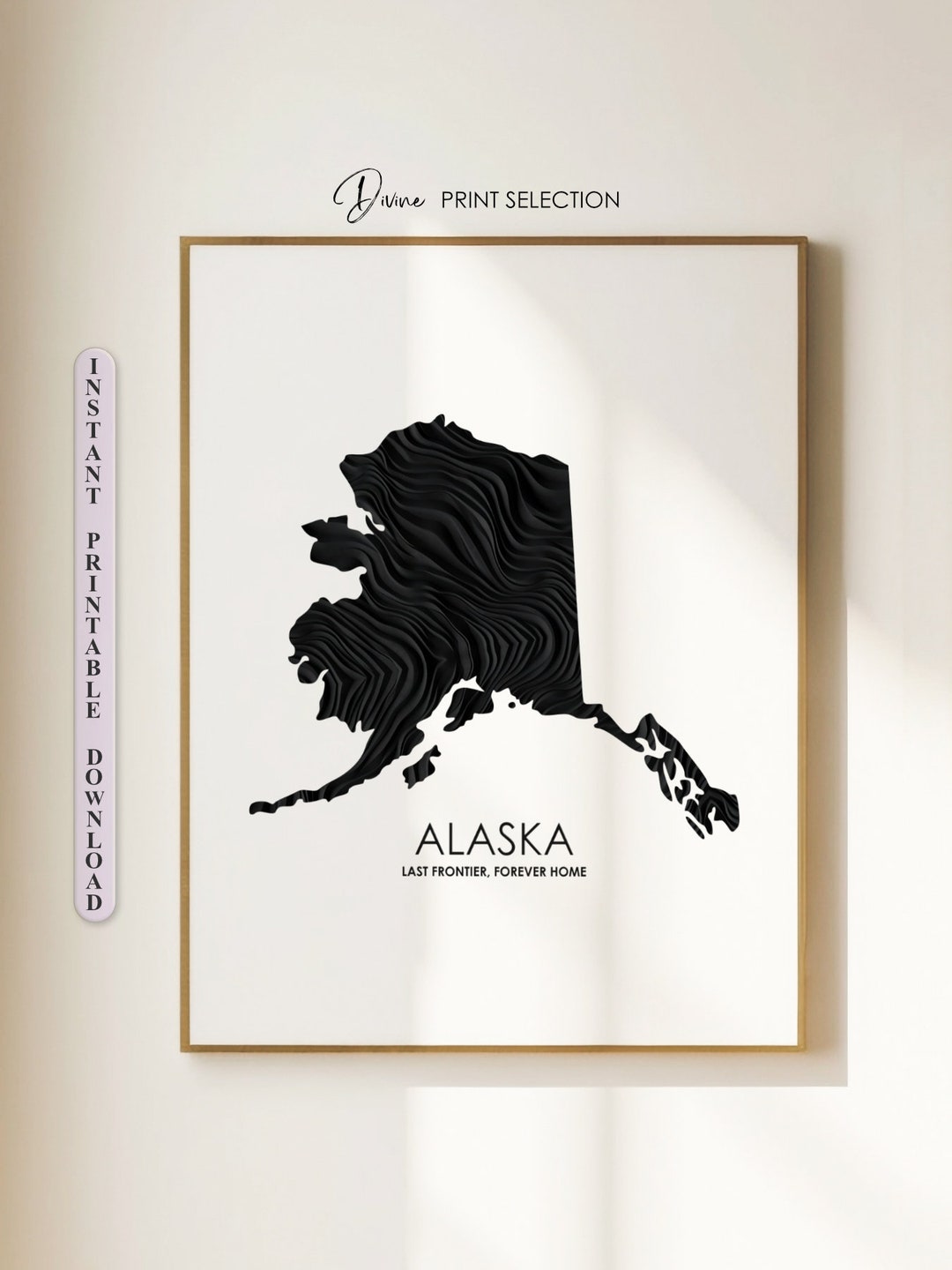 Alaska Map Print Printable AK Map USA State Map Alaska Wall Art Gift ...