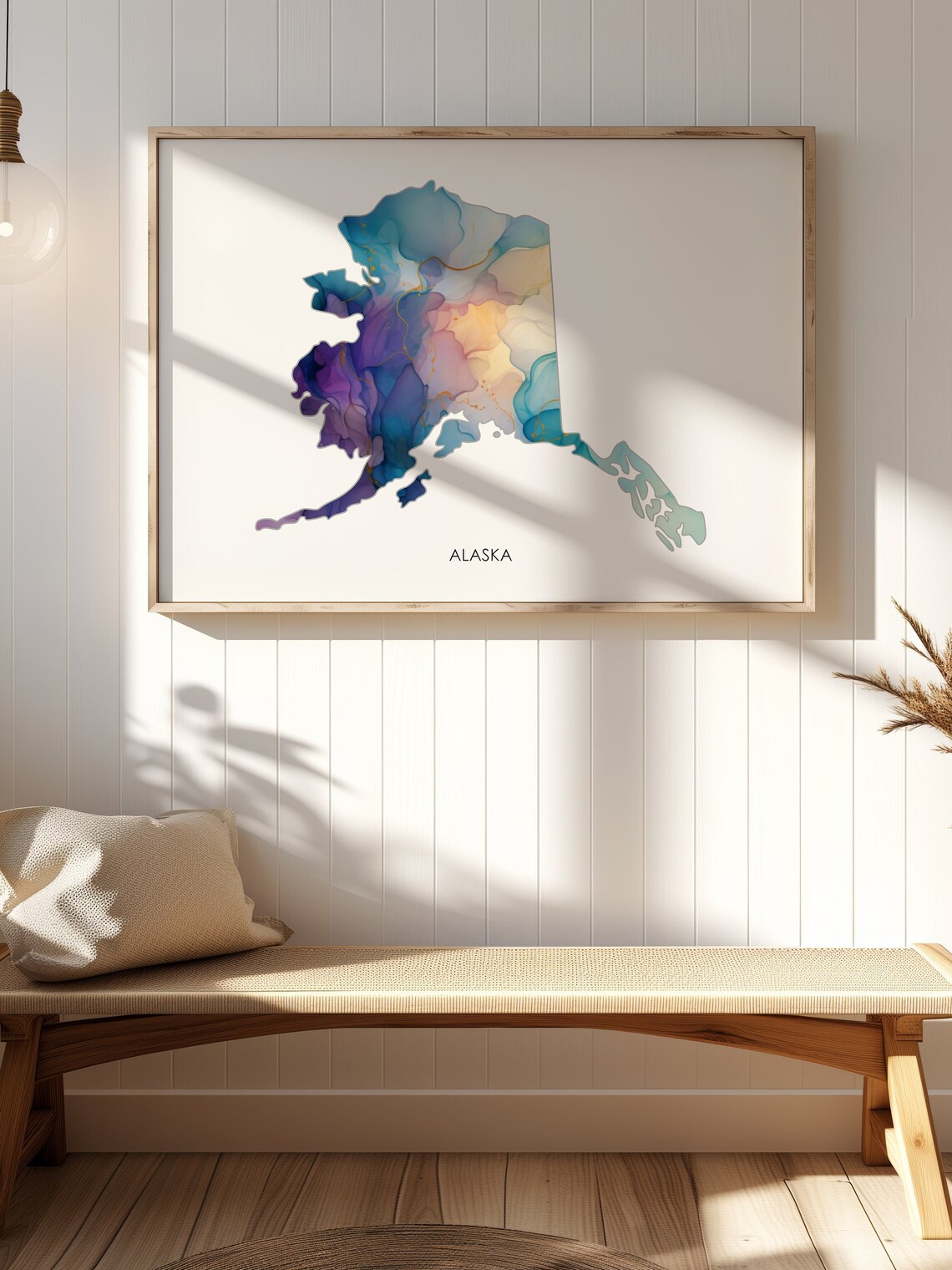 Alaska Map Print Alaska Silhouette Map Printable Alaska Mid-century Art ...