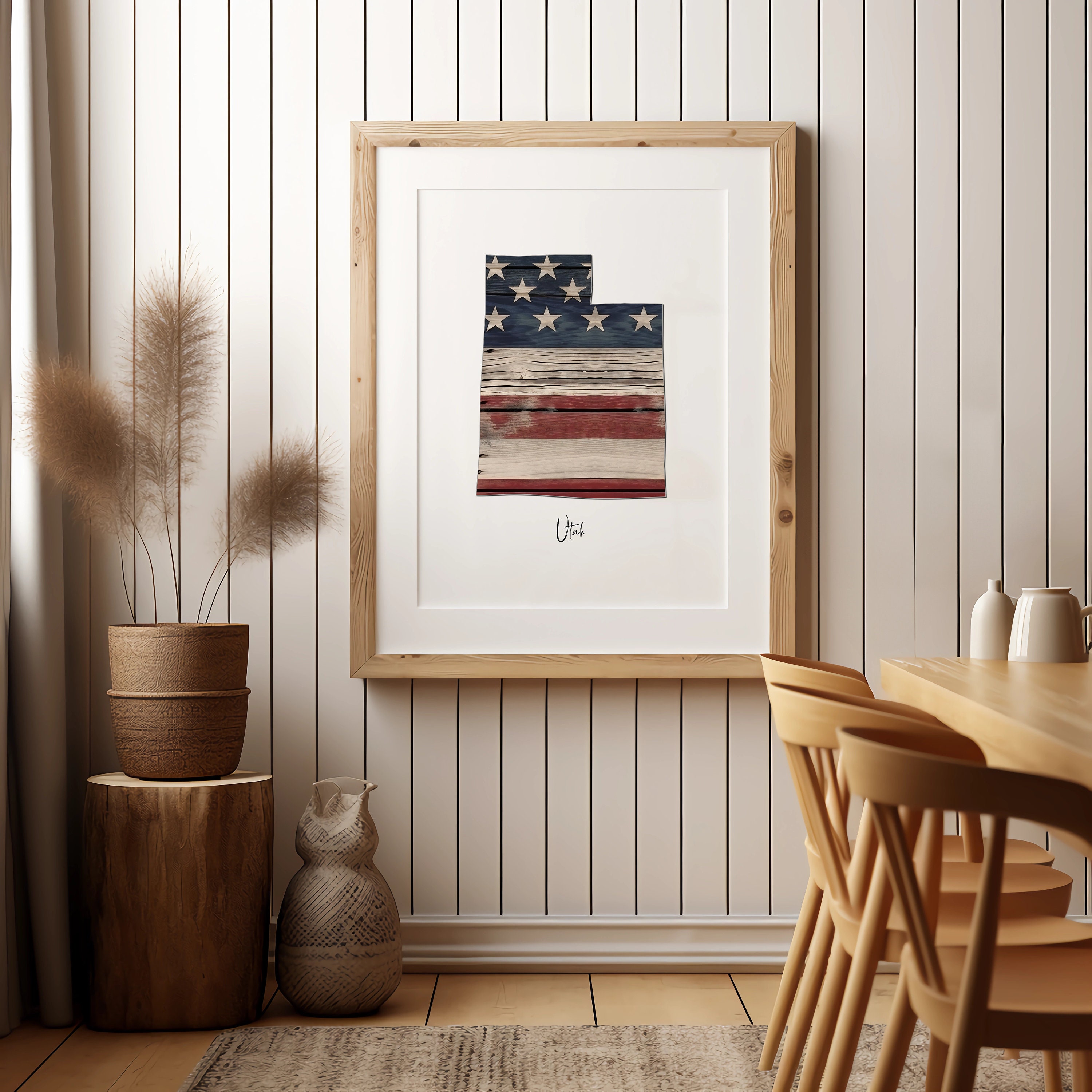 Utah State Map Print Utah Wall Art American Flag Patriotic Print USA ...