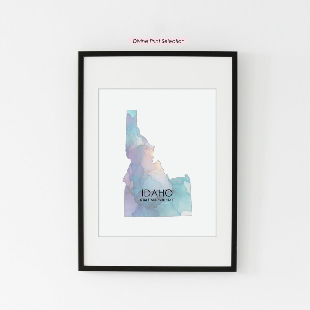 Idaho Map Print Idaho Wall Art American Flag Patriotic Print USA Map US ...