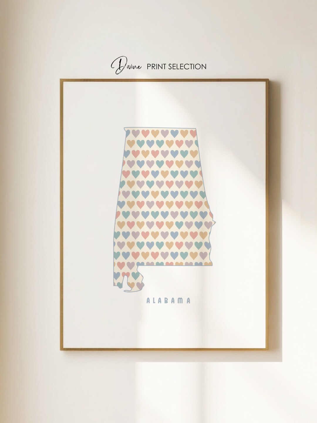 Alabama Print Alabama Silhouette Map Printable Alabama Mid-century Art ...
