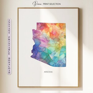 Arizona Map Print Artwork State Map Decor USA State Map Illustration ...