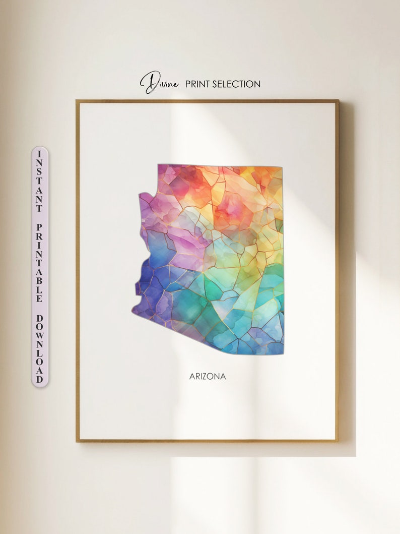 Arizona Map Print Artwork State Map Decor USA State Map Illustration ...