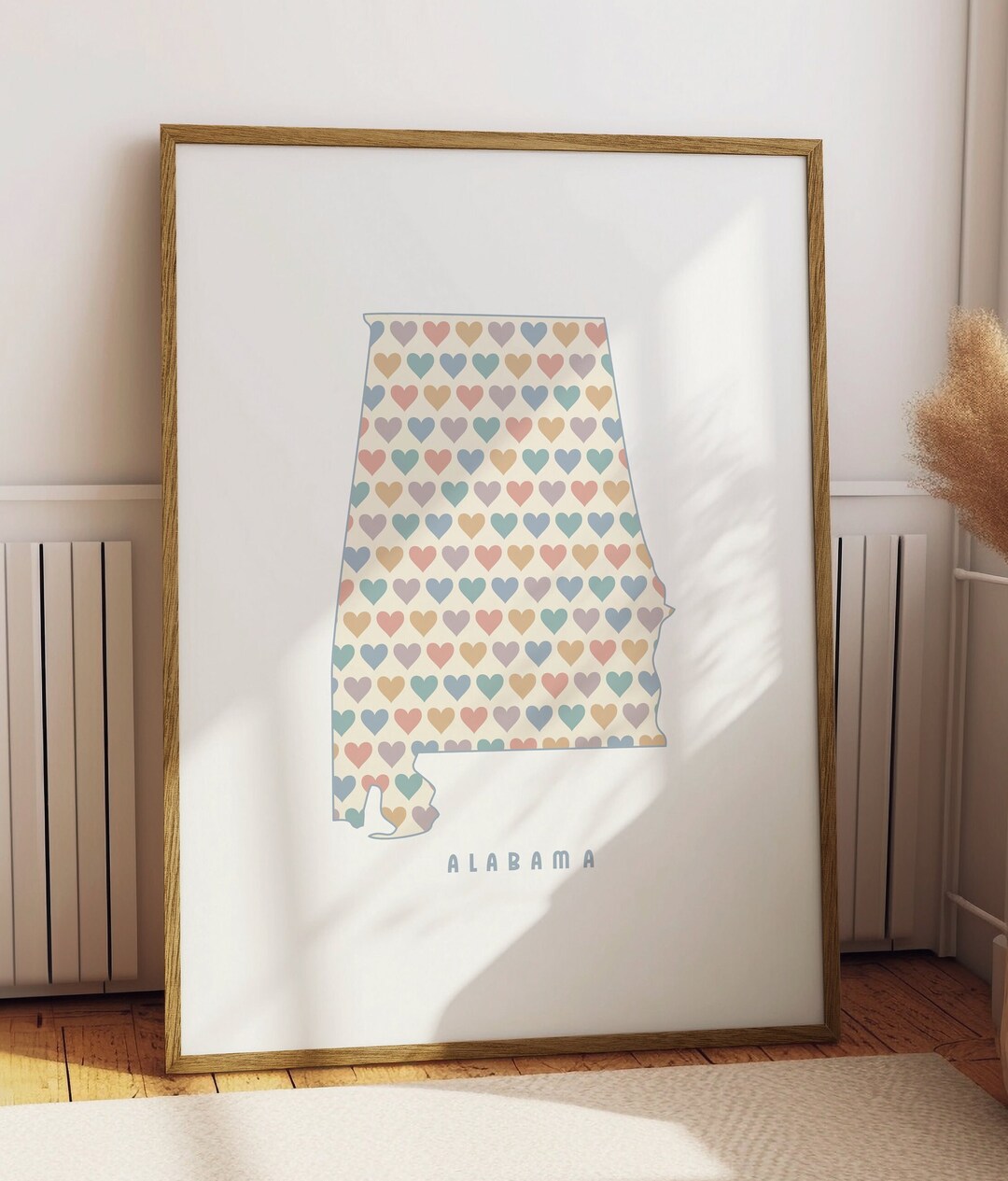 Alabama Print Alabama Silhouette Map Printable Alabama Mid-century Art ...