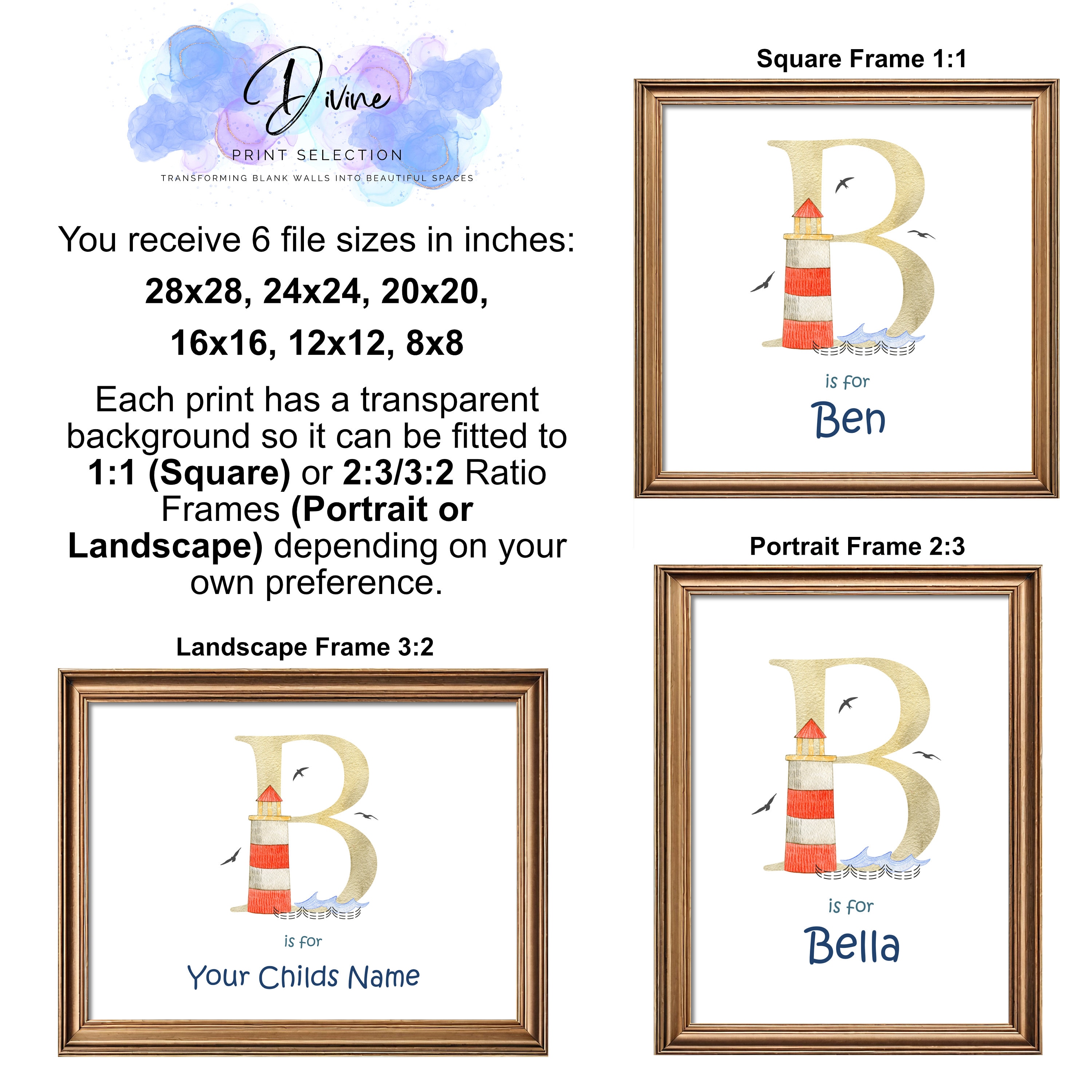 Nursery Name Sign Custom Initial Print Naming Day Gift Personalized ...