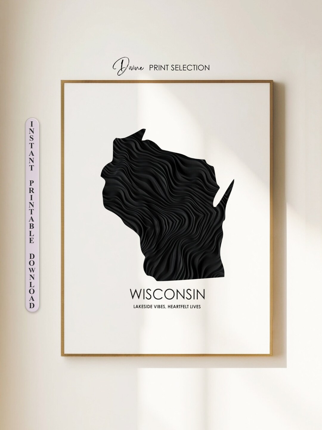 Wisconsin Map Print USA State Map Printable WI Map Wisconsin Wall Art ...