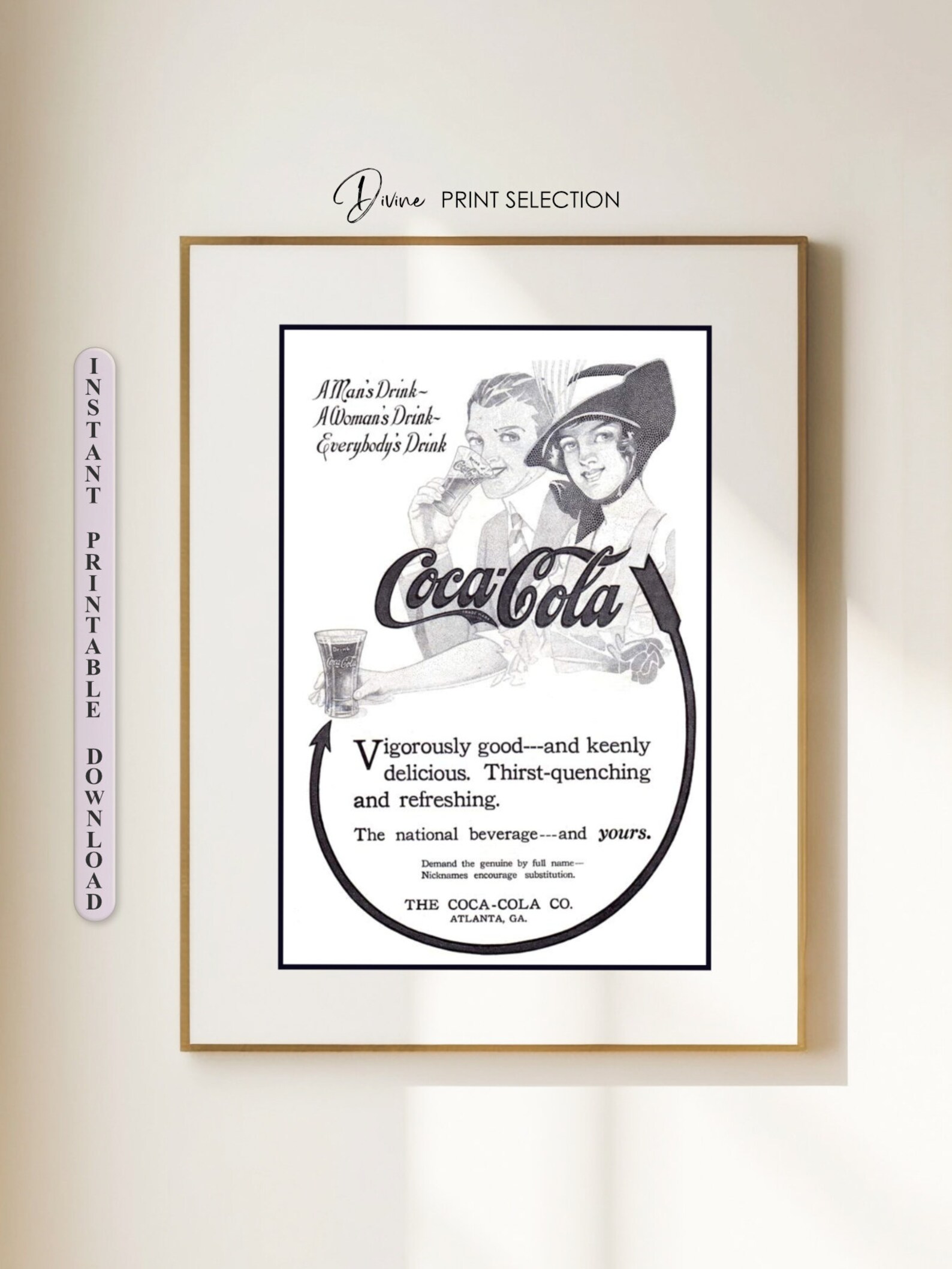 Vintage 1920's Coke Print Retro Cola Poster Coca Cola Black & White ...