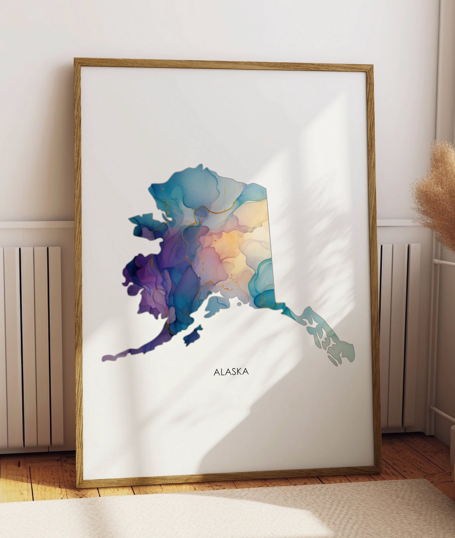 Alaska Map Print Alaska Silhouette Map Printable Alaska Mid-century Art ...