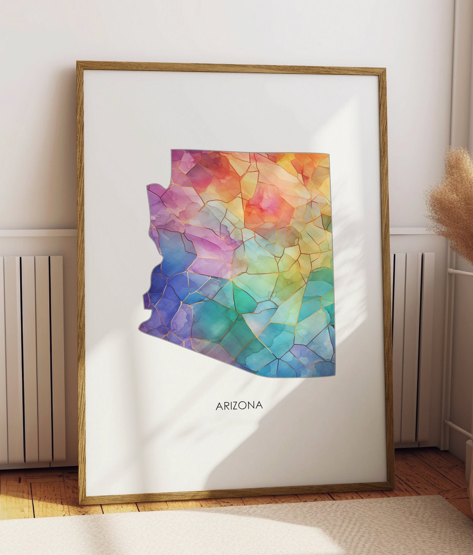Arizona Map Print Artwork State Map Decor USA State Map Illustration ...