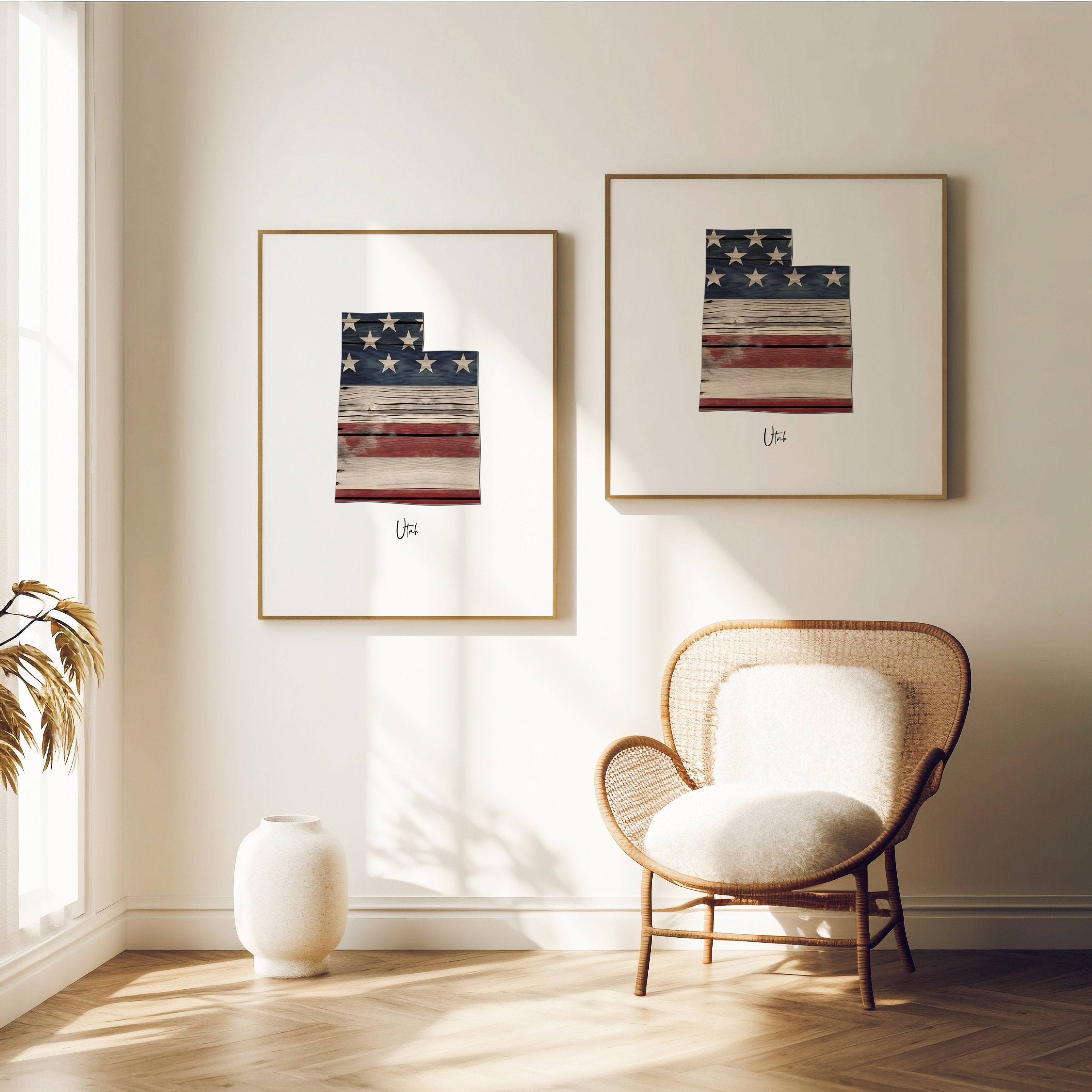 Utah State Map Print Utah Wall Art American Flag Patriotic Print USA ...