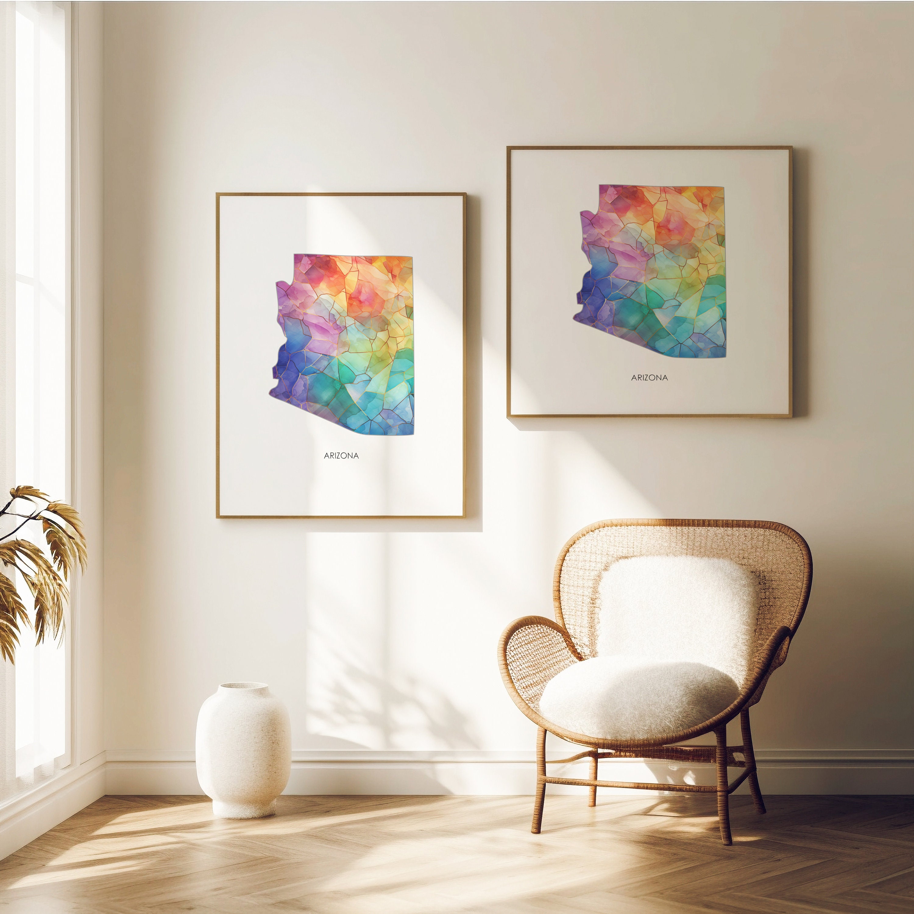 Arizona Map Print Artwork State Map Decor USA State Map Illustration ...