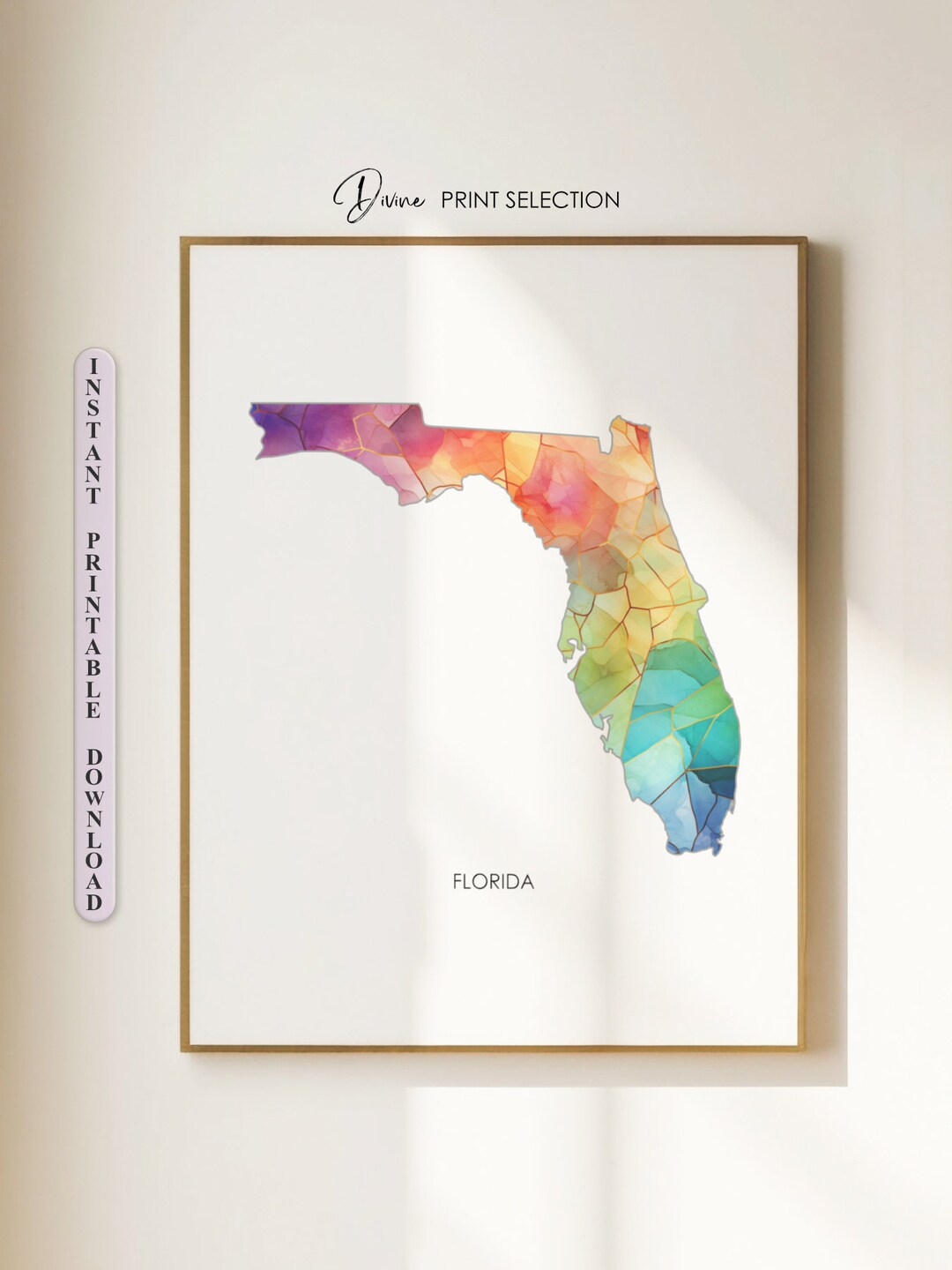 Florida Map Printable Wall Art USA State Map Florida Poster Gift for ...
