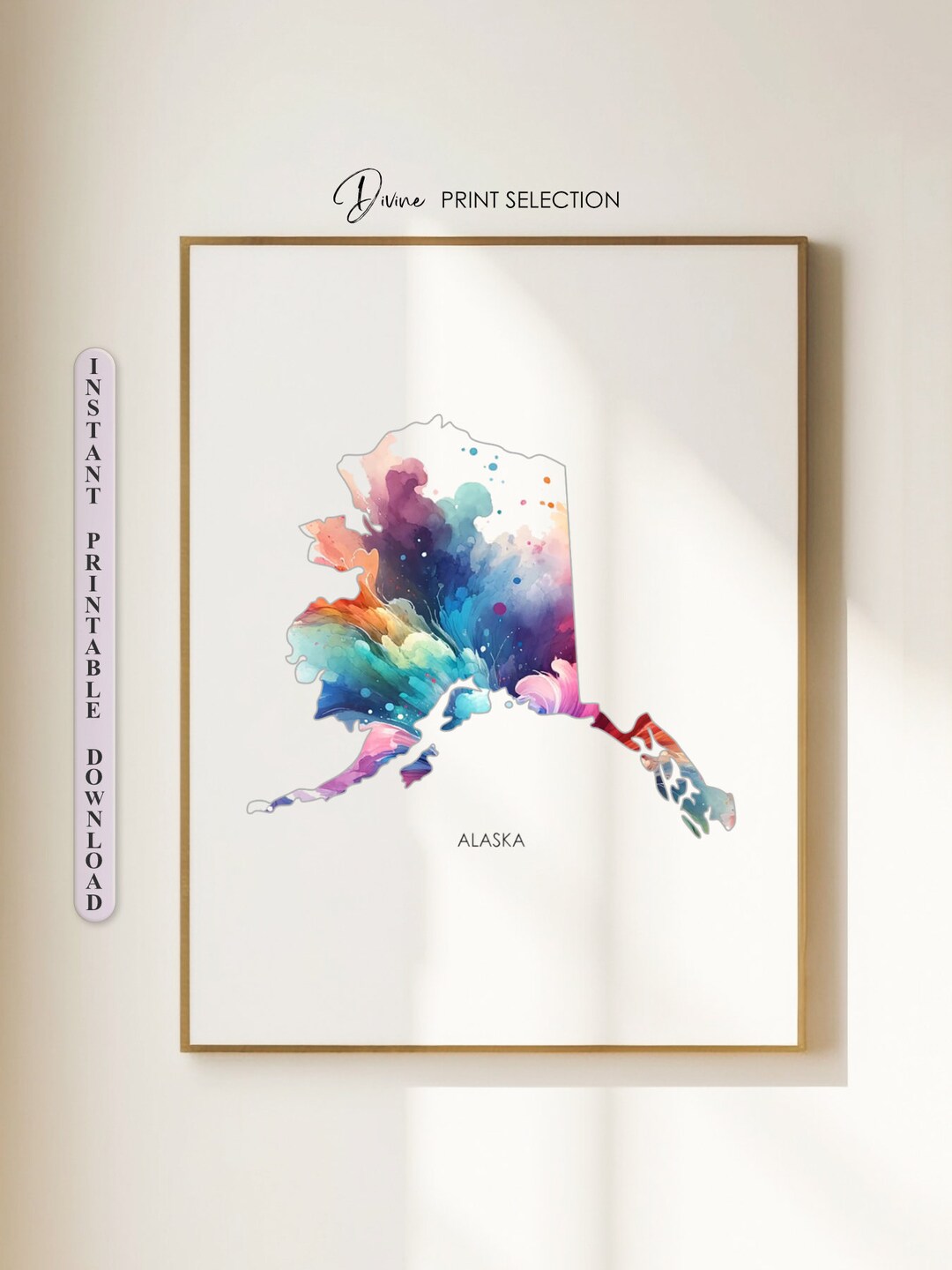 Alaska Map Print Alaska Silhouette Map Printable Alaska Mid-century Art ...