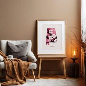 Alabama State Map Print Wall Art Living Room Decor Alabama Map Poster ...