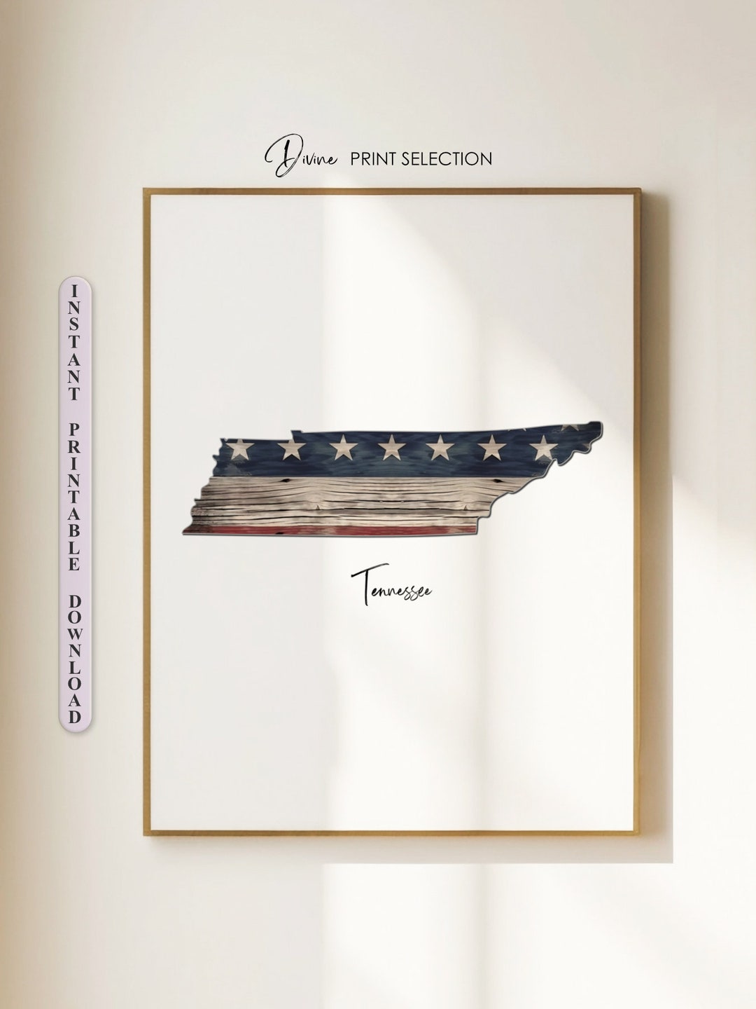 Tennessee State Map Print Tennessee Wall Art American Flag Patriotic ...