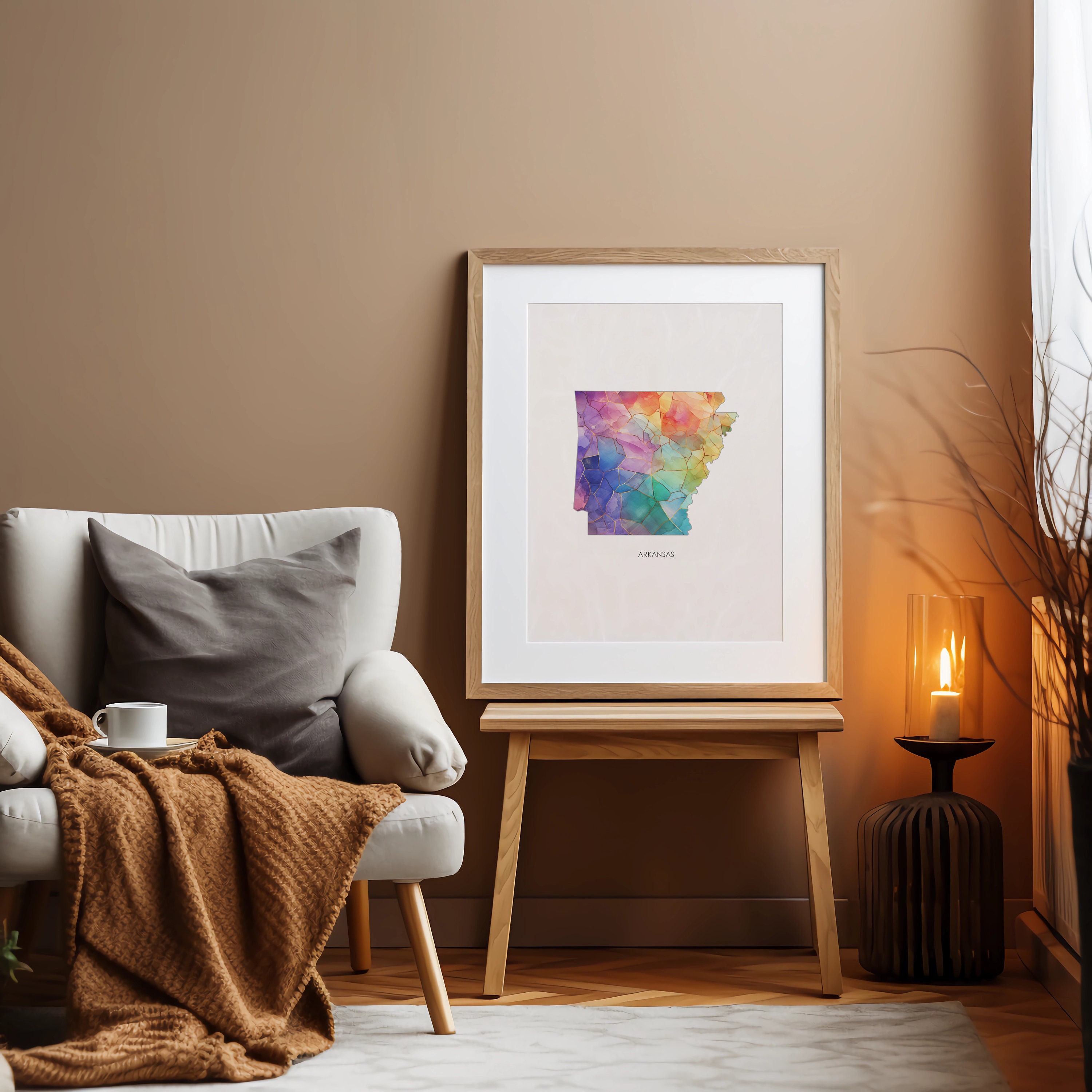 Arkansas Map Print Artwork State Map Decor USA State Map Illustration ...