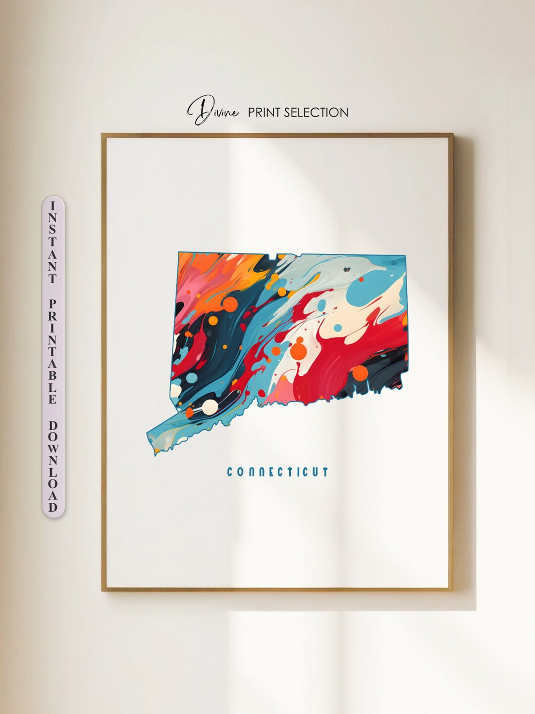 Connecticut Map Print Connecticut Map Poster Patriotic Print USA Map ...