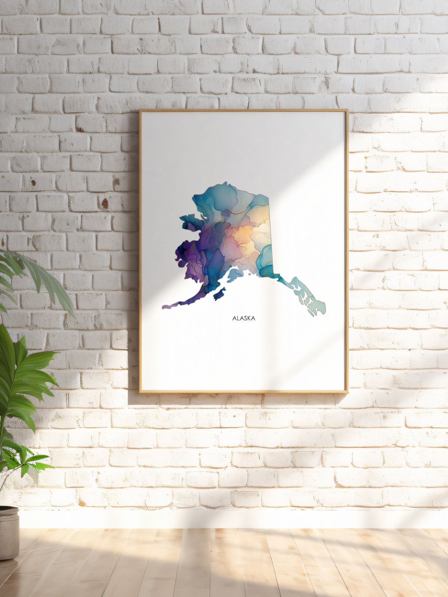 Alaska Map Print Alaska Silhouette Map Printable Alaska Mid-century Art ...