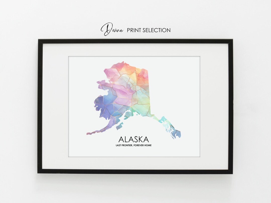 Alaska Map Print Artwork State Map Decor USA State Map Illustration ...