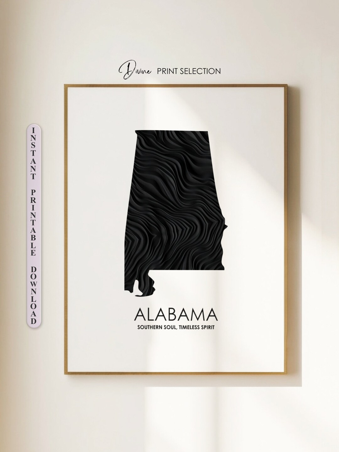 Alabama Map Print Printable AL Map USA State Map Alabama Wall Art Gift ...