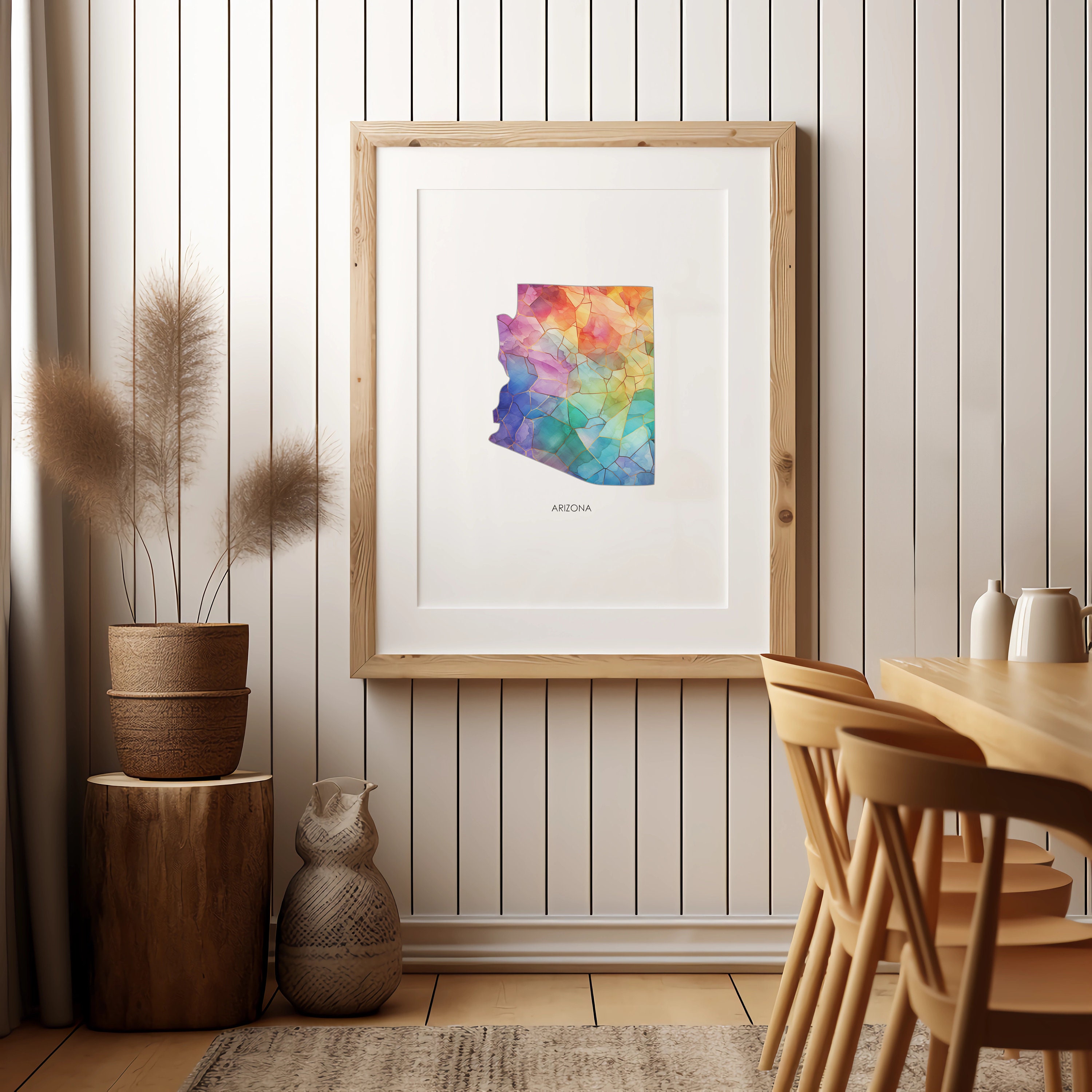 Arizona Map Print Artwork State Map Decor USA State Map Illustration ...