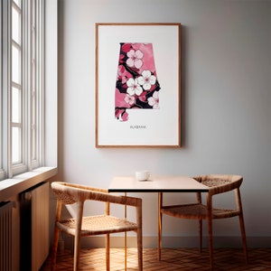 Alabama State Map Print Wall Art Living Room Decor Alabama Map Poster ...