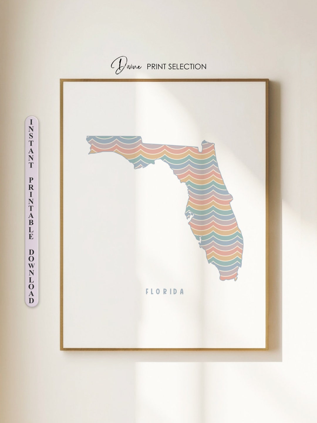Florida Poster Florida Map Printable Wall Art USA State Map Gift for ...