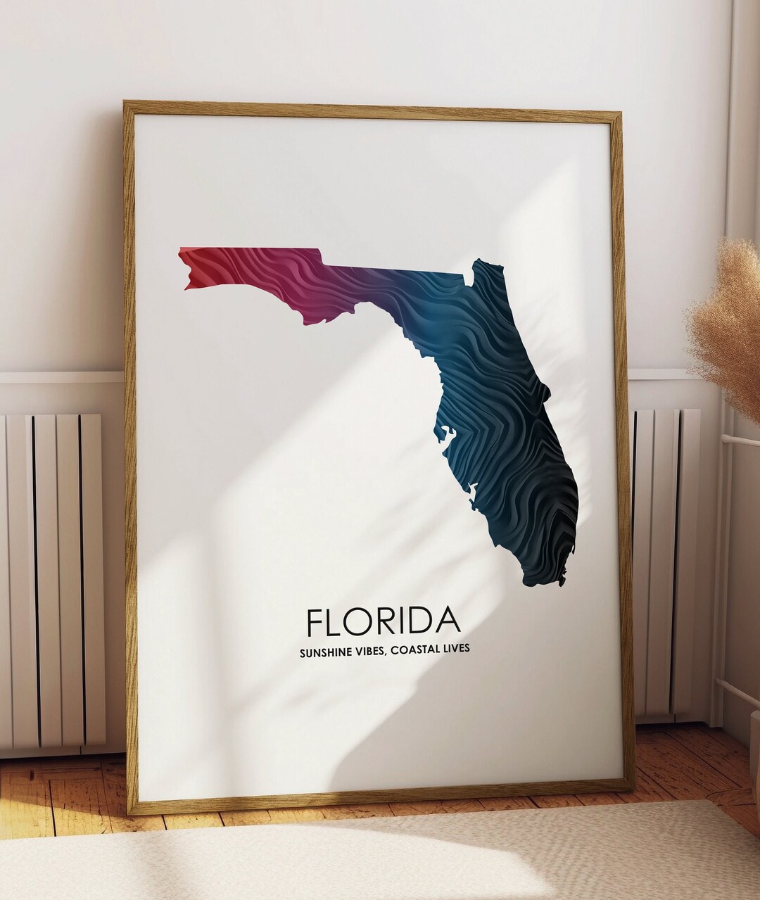 Florida Map Print Florida Silhouette Map Printable Florida Mid-century ...
