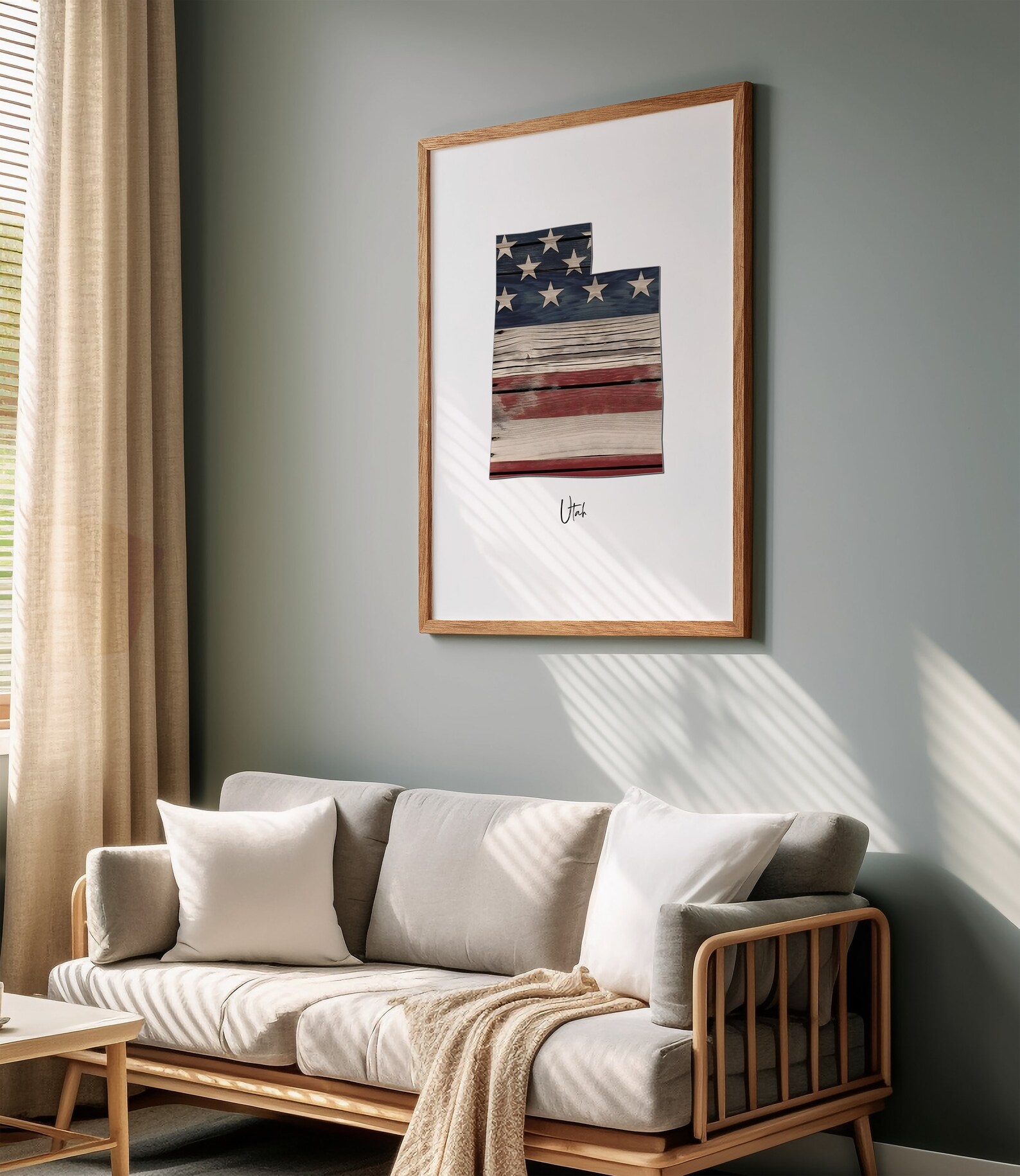 Utah State Map Print Utah Wall Art American Flag Patriotic Print USA ...