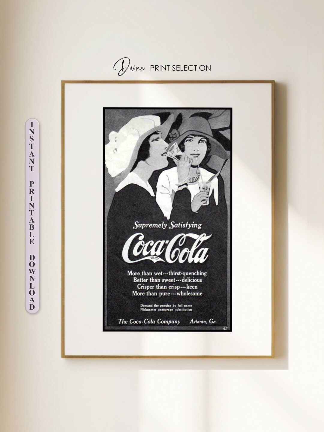 Retro Cola Poster Coke Print Vintage 1920's Coca Cola Black & White ...