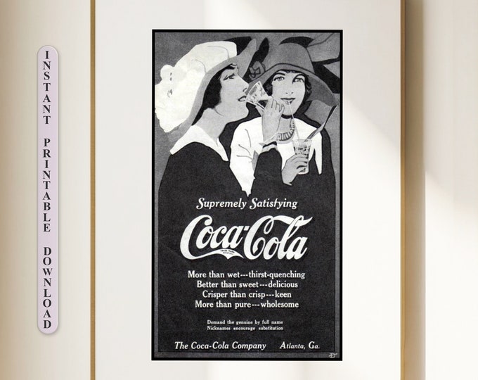 Retro Cola Poster Coke Print Vintage 1920's Coca Cola Black & White ...