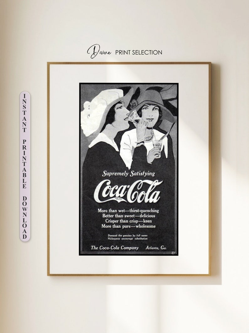 Retro Cola Poster Coke Print Vintage 1920's Coca Cola Black & White ...