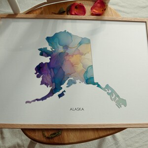 Alaska Map Print Alaska Silhouette Map Printable Alaska Mid-century Art ...
