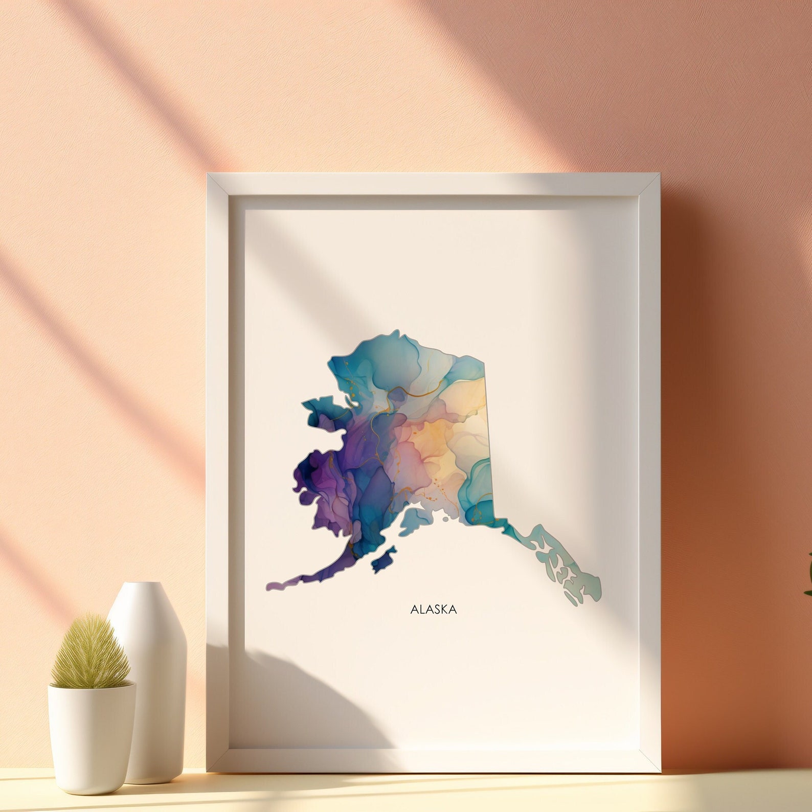 Alaska Map Print Alaska Silhouette Map Printable Alaska Mid-century Art ...