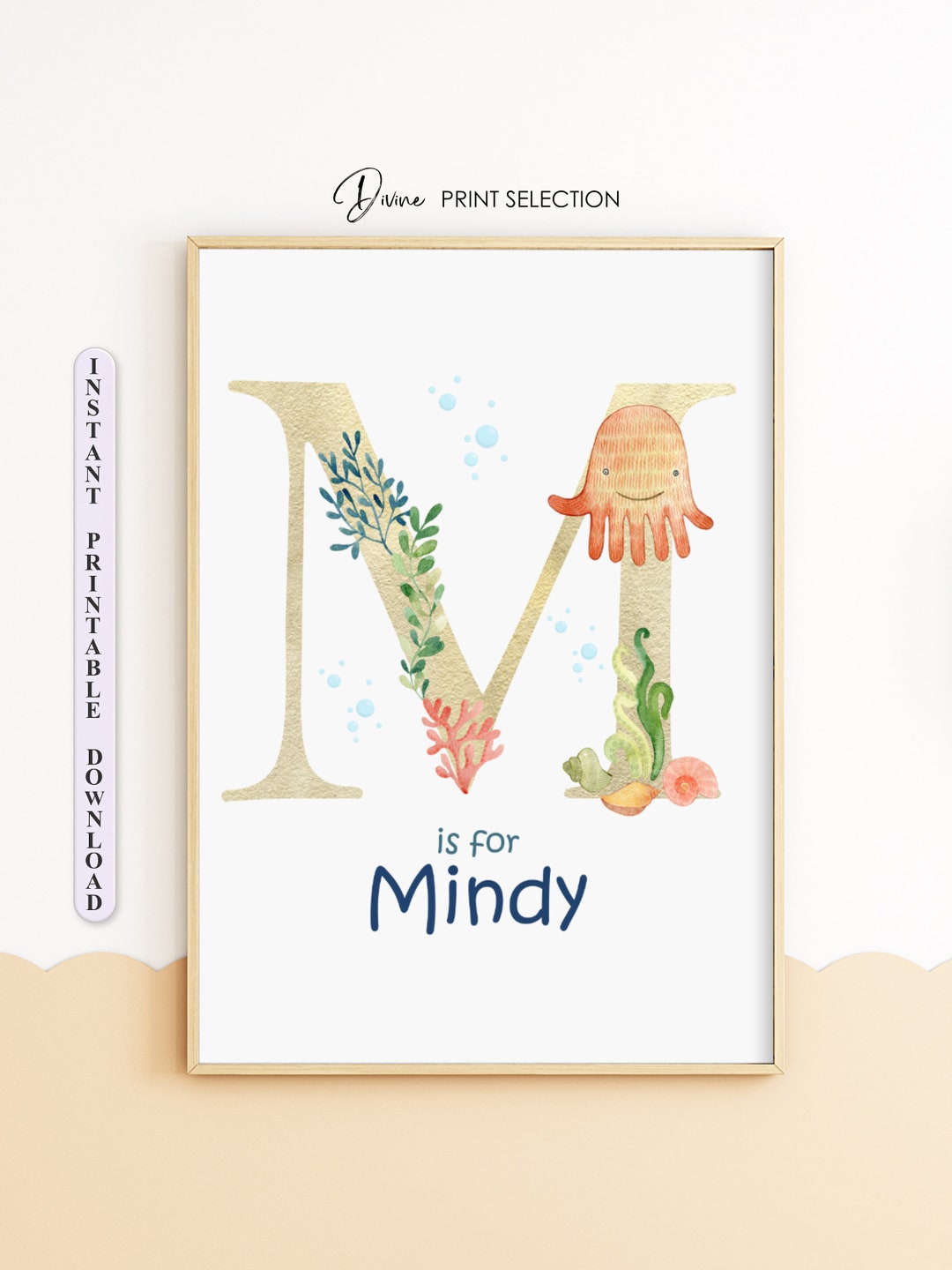 Personalised Initial Name Printable Nursery Decor Kids Name Nursery ...