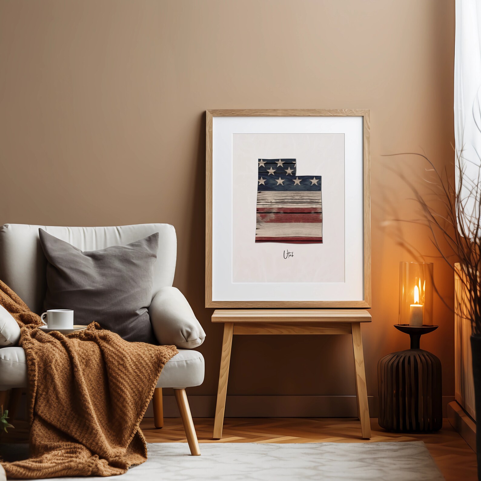Utah State Map Print Utah Wall Art American Flag Patriotic Print USA ...
