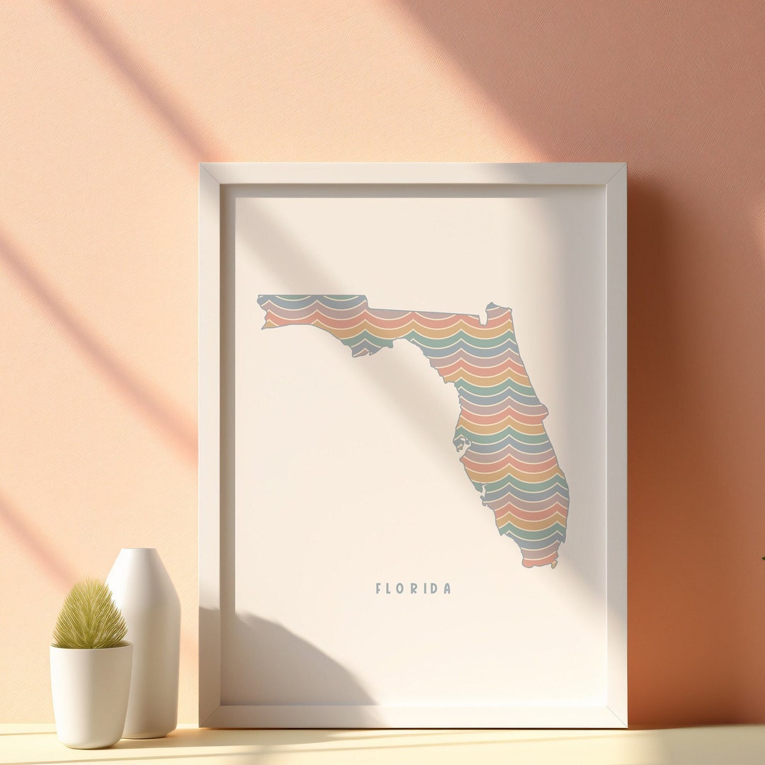 Florida Poster Florida Map Printable Wall Art USA State Map Gift for ...