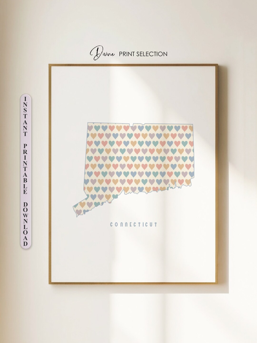 Connecticut Wall Art Connecticut Map Print Printable CT Map USA State ...