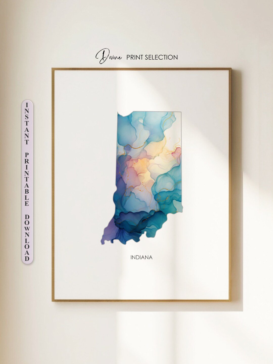 Indiana Map Print Map of Indiana Indiana Wall Art Patriotic Print US ...