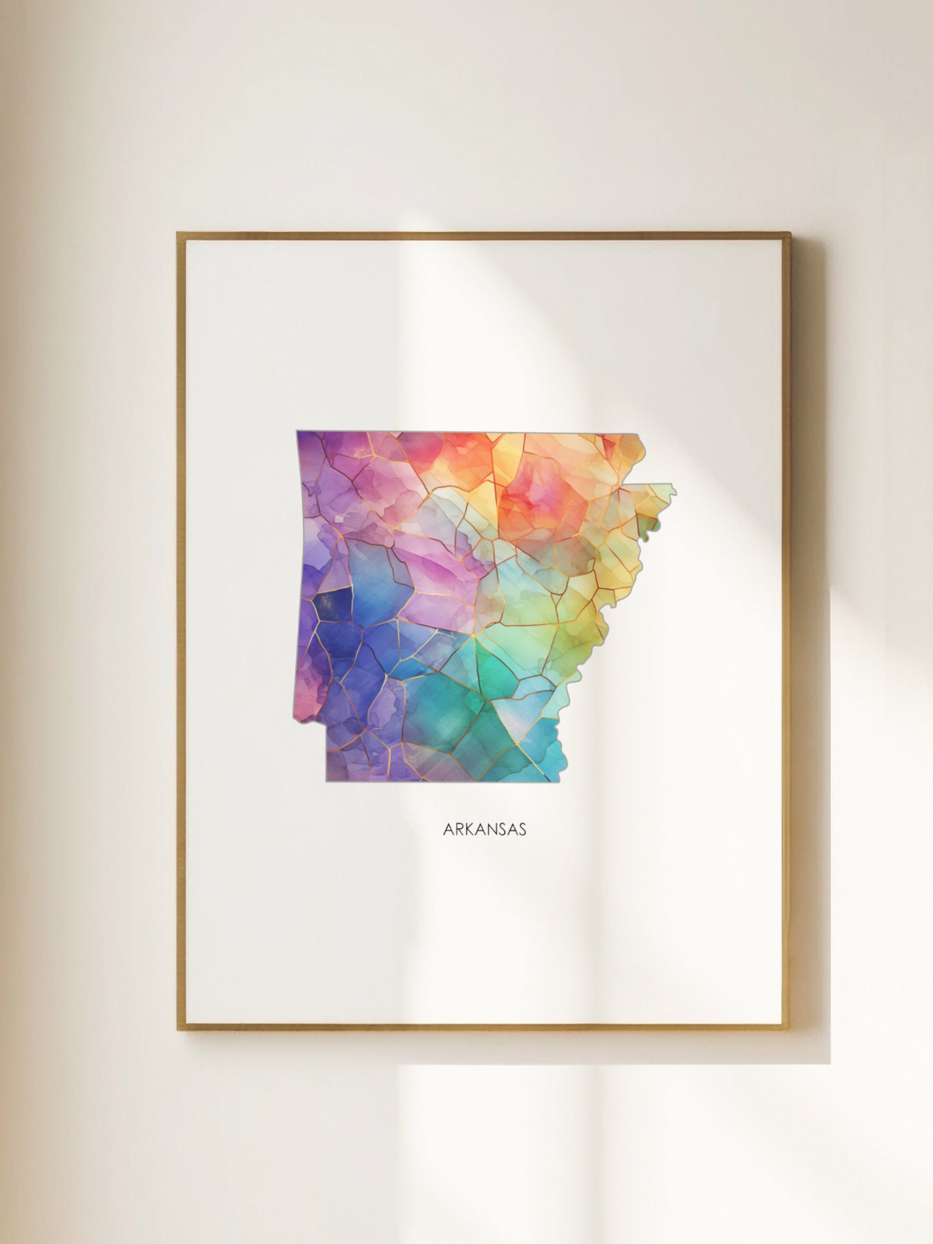 Arkansas Map Print Artwork State Map Decor USA State Map Illustration ...