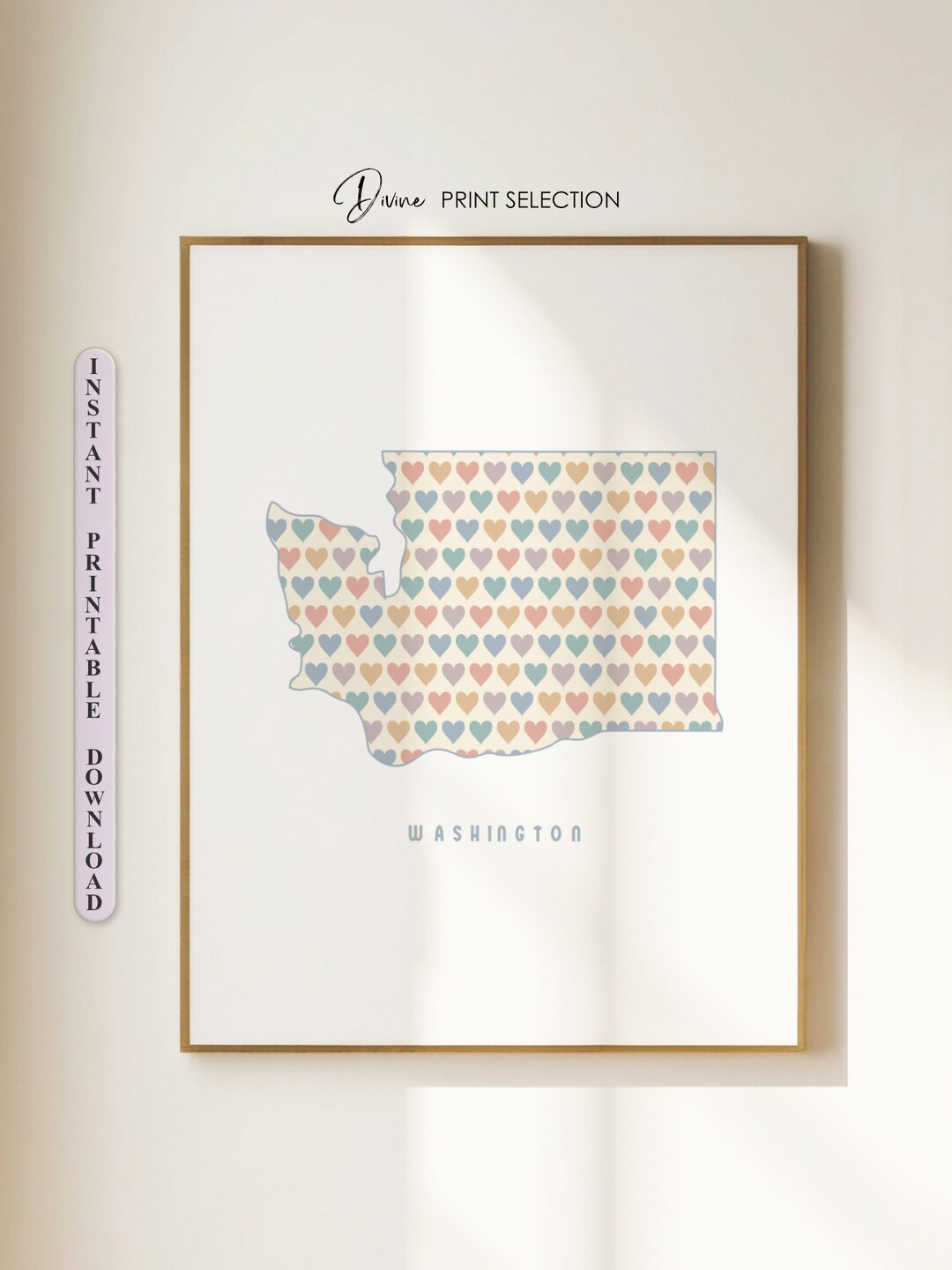 Washington Map Print Washington Map Silhouette Printable WA Map Modern ...