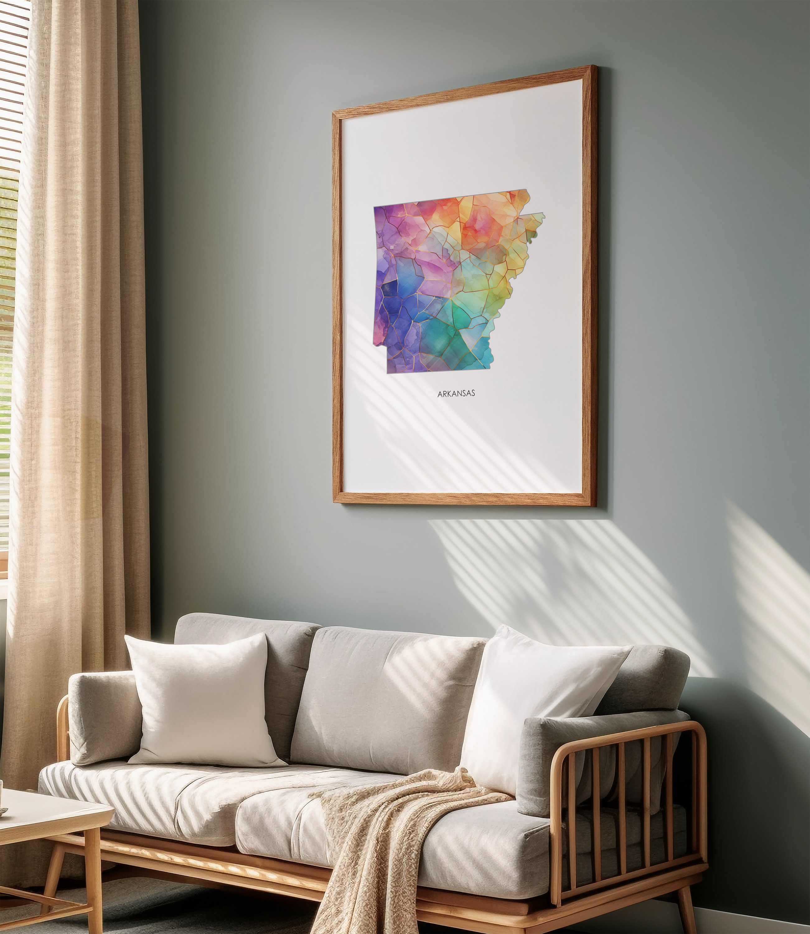 Arkansas Map Print Artwork State Map Decor USA State Map Illustration ...