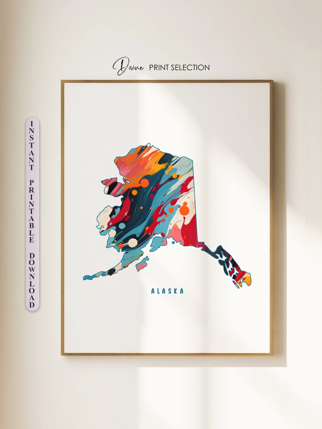 Alaska Map Poster Alaska Map Print Wall Art Living Room Decor Digital ...