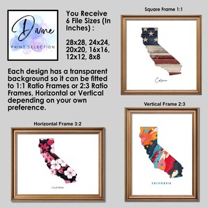 Set of 3 California Map Prints Map Prints USA State Map Wall Art 3 for ...