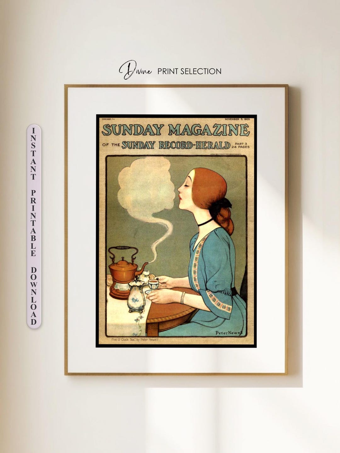 Vintage Magazine Cover Art Sunday Magazine Print Retro Print Women ...