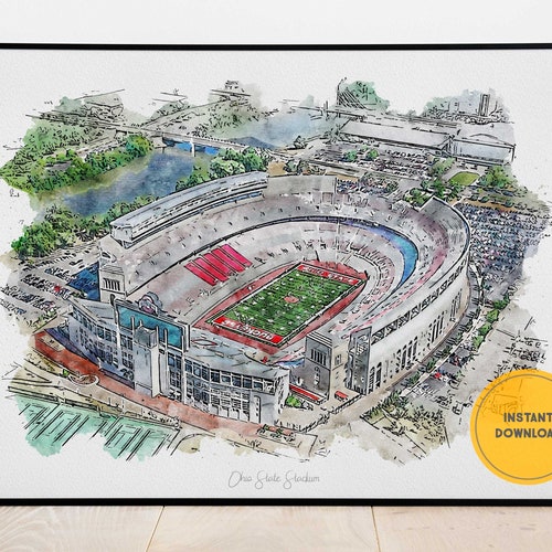 Ohio Stadium Ohio State Buckeyes Stipple Art Print - Etsy