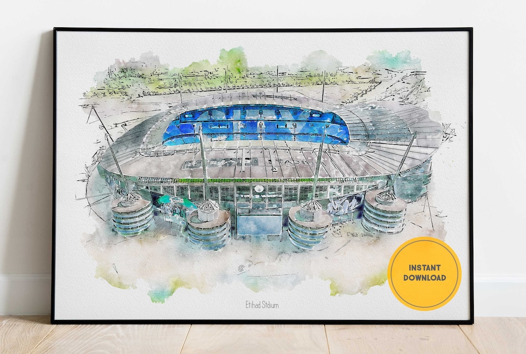 Manchester City Poster, Man City Print, Soccer Home Decor, Printable ...