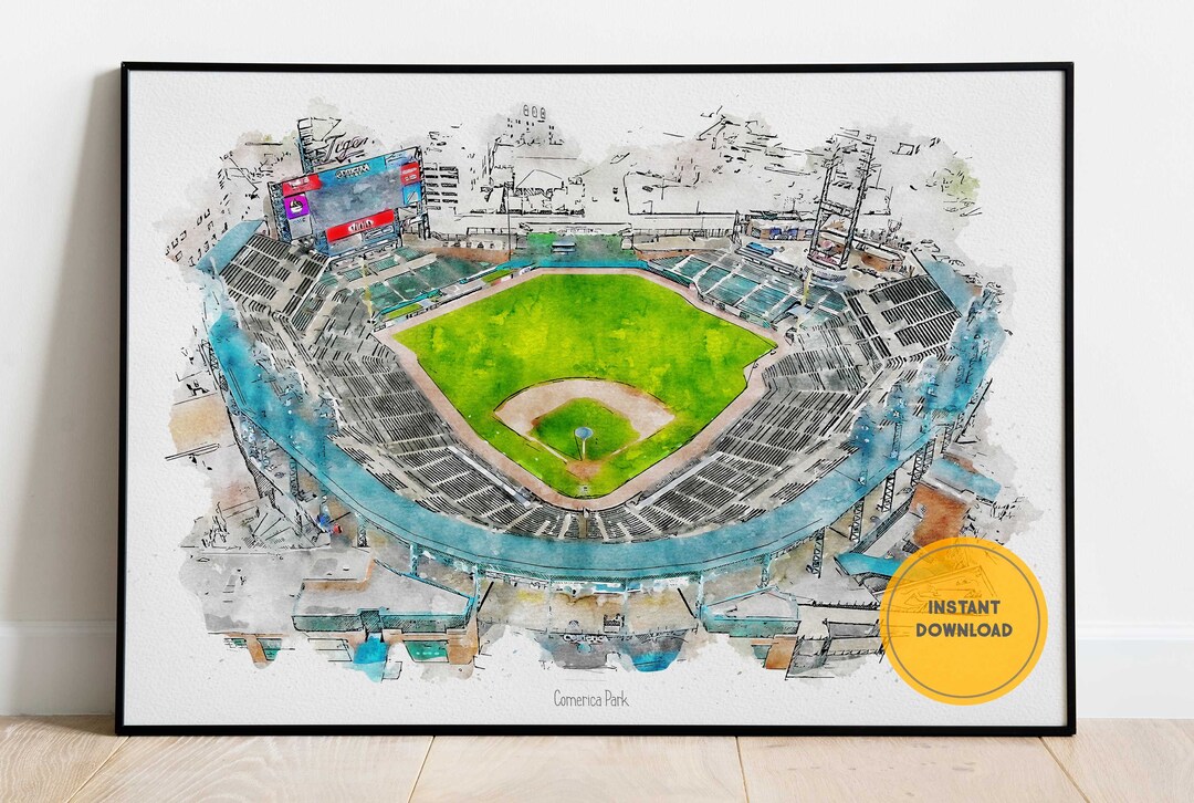 Detroit Tigers Baseball Poster, Comerica Park Stadium Print, Printable ...