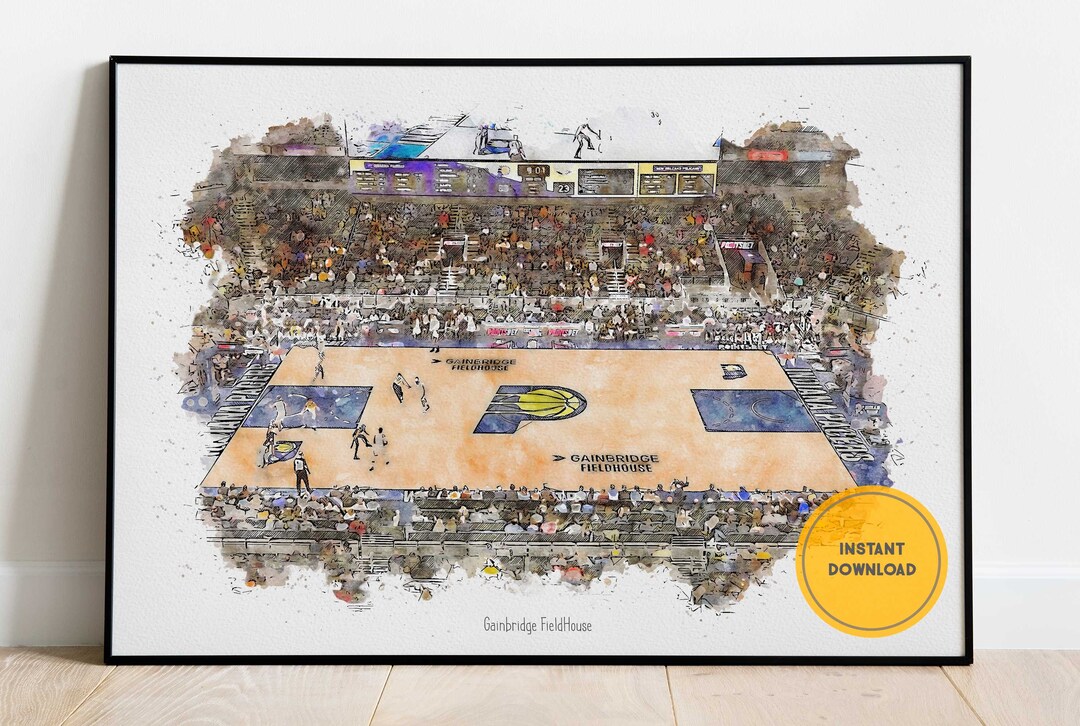 Indiana Pacers Poster, Gainbridge Fieldhouse Art Print, Basketball ...